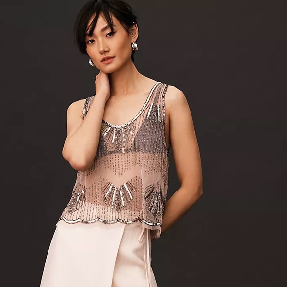 Mahila | Tops | Anthropologie Mahila Scalloped Beaded Tankxs Petite New ...